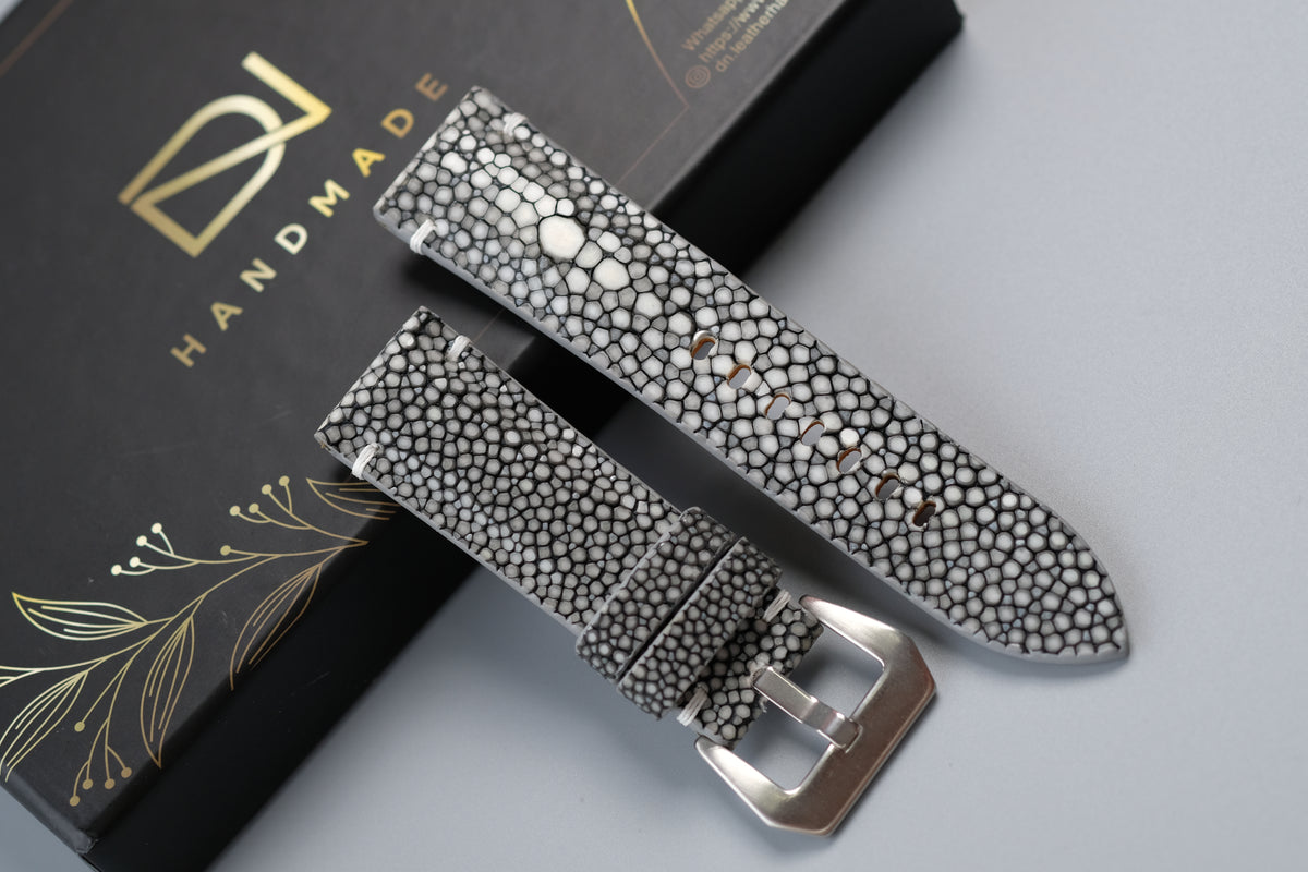 Gray Stingray Leather Watch Strap 1 Pearl In The Center For PANERAI